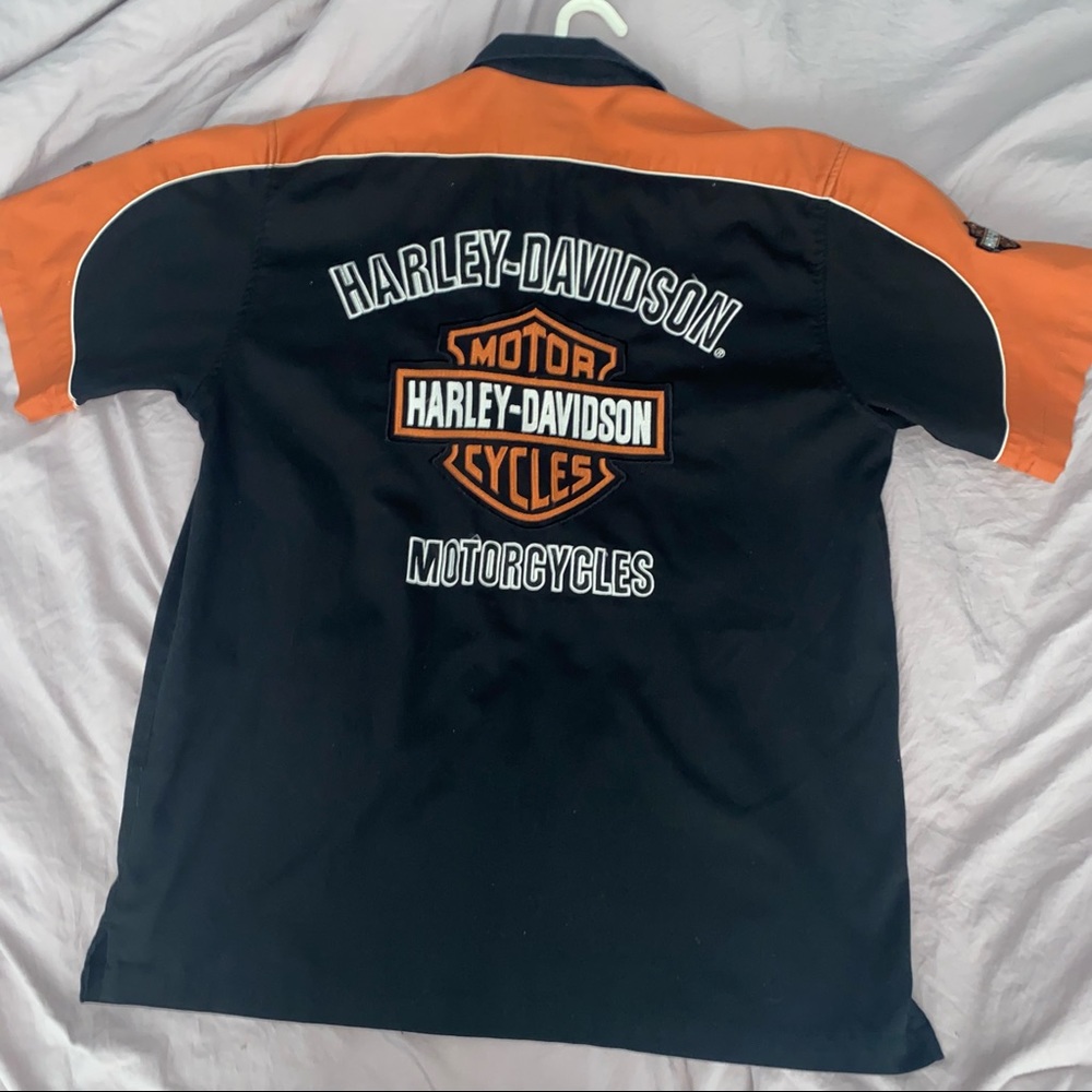 Harley Davidson Racing Button Up Embroidered - Gem